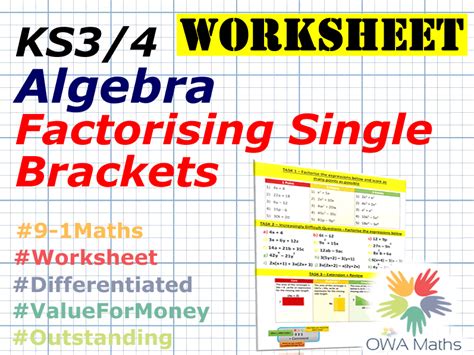 Factorise Single Brackets Worksheet Teaching Resources