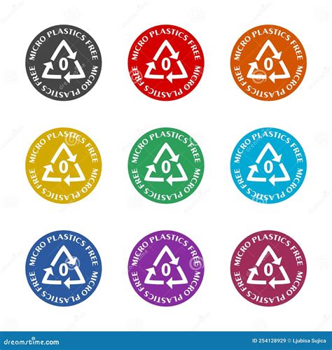 Micro Plastics Free Icon Set Icons Colorful Stock Vector