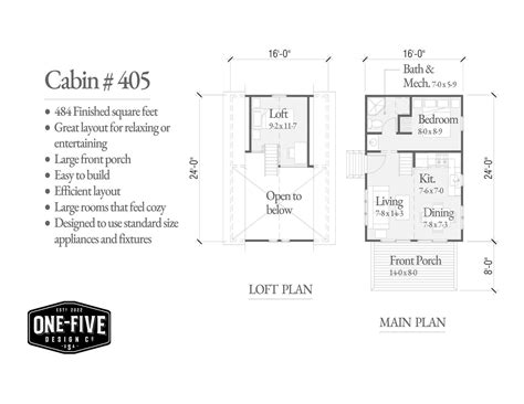 16x24 Small Cabin Plans With Loft Diy Cottage House Blueprint Pdf