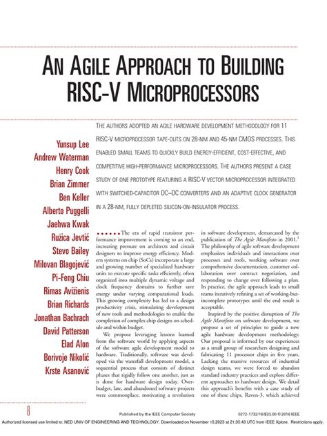 An Agile Approach To Building Risc V Microprocessors Pdf Agile Software Development