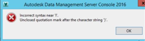 Incorrect Syntax Near I Message When Importing Configuration File Into Vault