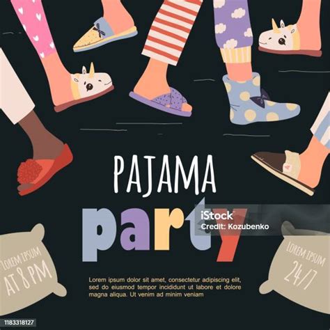컬러 파자마 파티 포스터입니다 벡터 템플릿 파자마 파티 파자마에 대한 스톡 벡터 아트 및 기타 이미지 파자마 파티 밤샘 파티 Istock