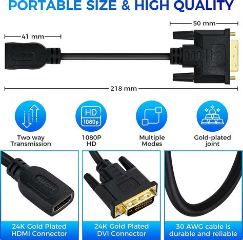 HDMI Female To DVI D Male 24 1 Converter Cable Toko Lk