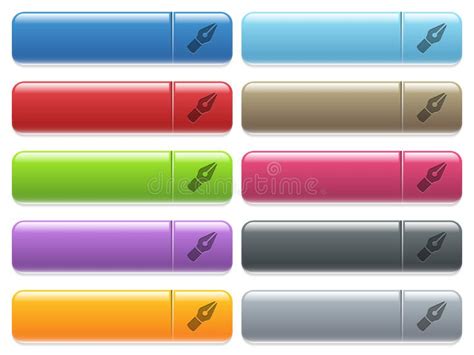 vector pen icons on color glossy rectangular menu button stock vector