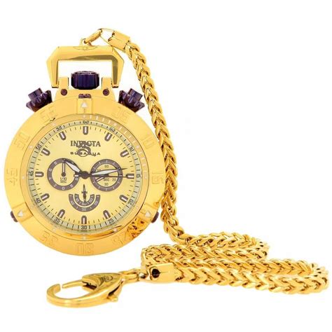 Invicta Mens Chronograph Pocket Watch Subaqua Noma Iii Yellow Gold