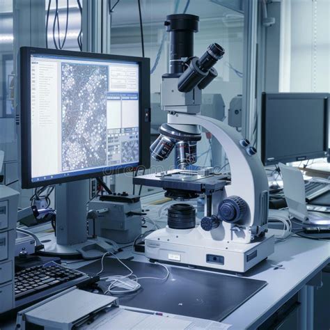 Scanning Electron Microscope In A Physical Lab Computer Education Atom Observation Nano Stock