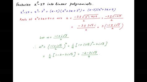 Factorize Cubex 27 Into Linear Polynomials Youtube