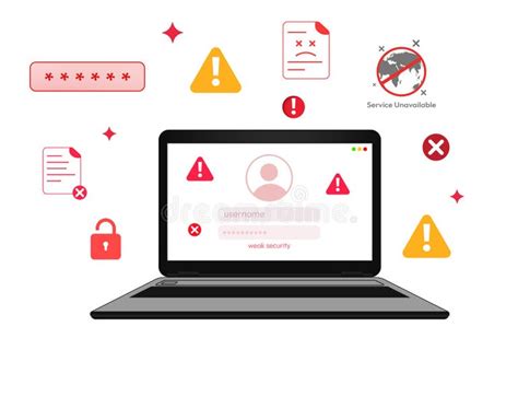 Failed Login And Weak Security Threat Concept Design With Laptop