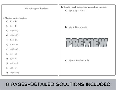 Multiplying Out Brackets Worksheet With Solutions Teaching Resources