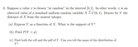 3 suppose a value x is chosen at random in the
