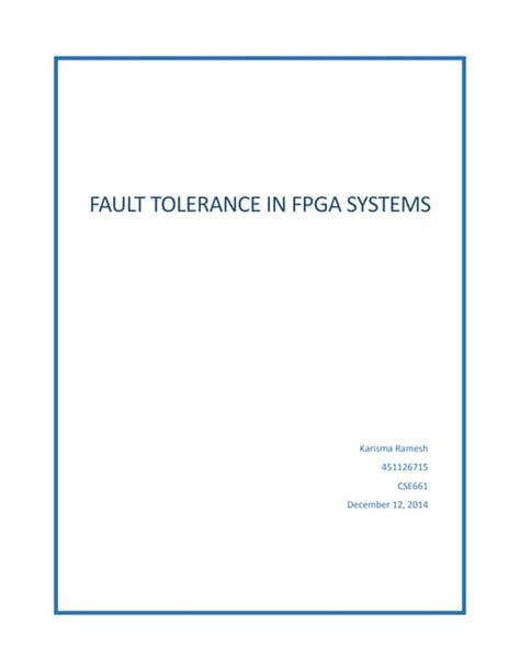 Fault Tolerance In An Fpga System Pdf Programming Languages Computing