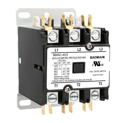 Hvac Ac Contactor 120vac Coil 40a 3p Conditioner Condenser Compressor Baomain