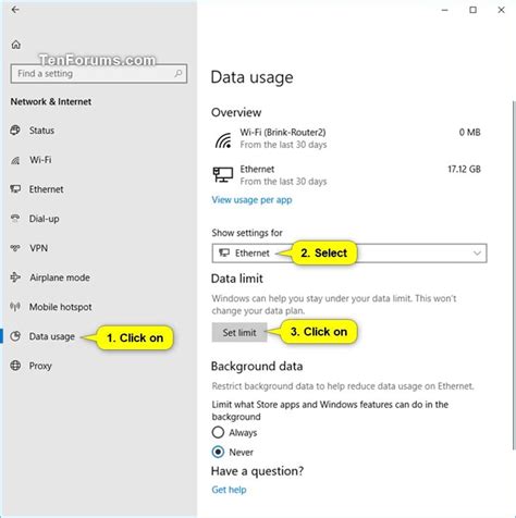 Set Data Limit For Cellular Wi Fi And Ethernet Networks In Windows 10