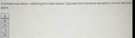 Answered A Sample Was Done Collecting The Data Below Calculate The