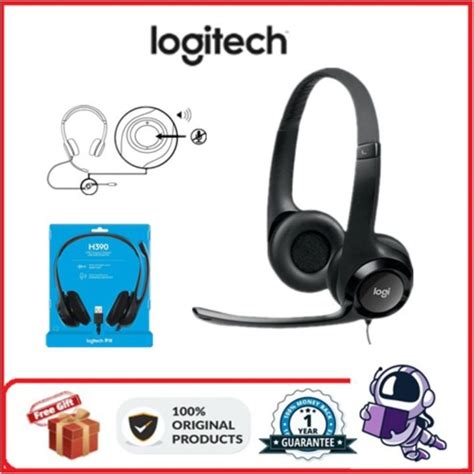 Logitech H Wired Headphones Usb Noise Cancelling Headphones Wire Control Mute Button Office