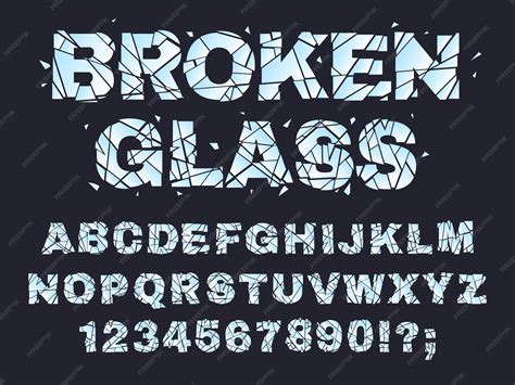 Premium Vector Cracked Broken Font Smashed Letters And Numbers Glitch