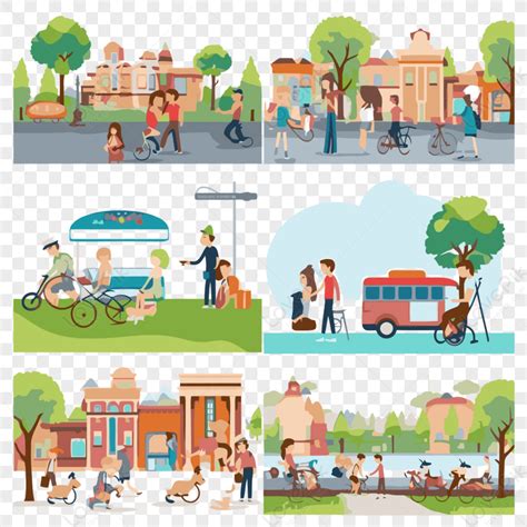 자전거 만화에 사람들을 특징으로하는 평면 이미지의 공개 클립 아트 세트 벡터운송 수단잔디 Png 일러스트 무료 다운로드 Lovepik