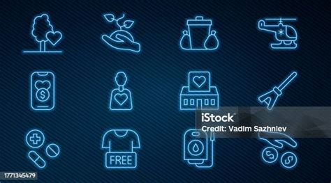 기부 및 자선 단체 걸레 쓰레기통 자원 봉사자 팀 나무 심기 센터 및 아이콘을 설정합니다 벡터 건강관리와 의술에 대한 스톡 벡터 아트 및 기타 이미지 Istock