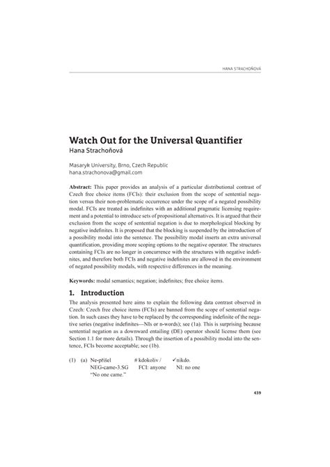 Pdf Watch Out For The Universal Quantifier