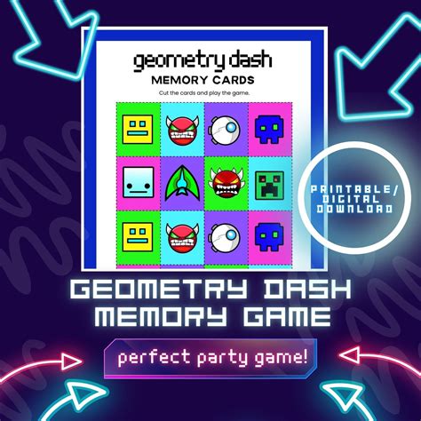 printable geometry dash memory card game digital download
