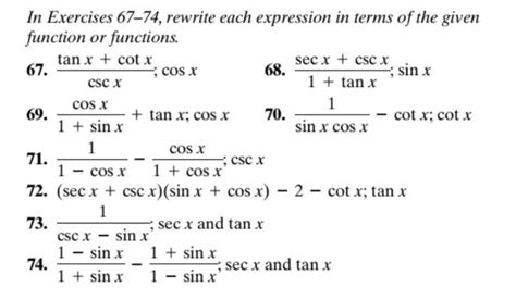 Solved In Exercises 67 74 Rewrite Each Expression In Terms