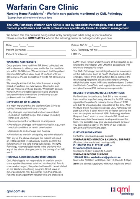 Warfarin Management QML Pathology