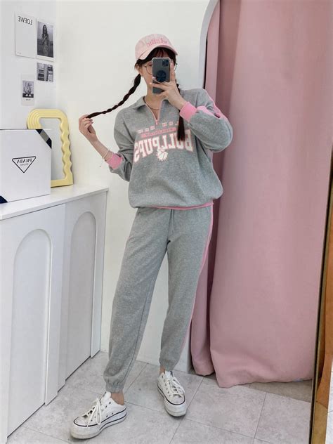 런던독 트레이닝복 여성 봄 배색 조거팬츠 박스티 트레이닝 세트 에이블리