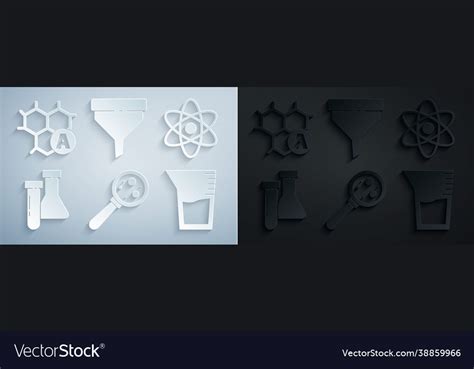 Set Microorganisms Under Magnifier Atom Test Vector Image