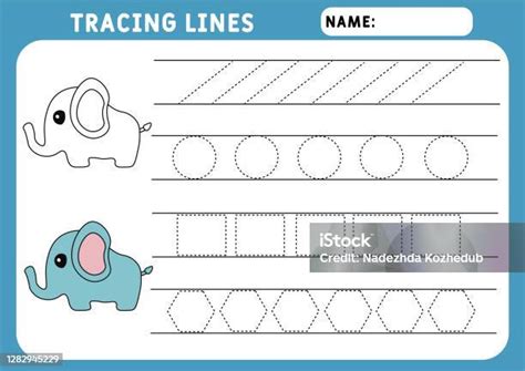 아이들을위한 추적 라인 워크 시트 기본 쓰기 어린이를 위한 작업 페이지입니다 개발에 대한 스톡 벡터 아트 및 기타 이미지