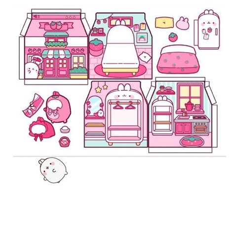 Pink Doll House With Furniture And Accessories