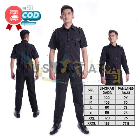 Jual Seragam Safari Sekuriti Hitam Lengan Pendek Seragam Safari Supir