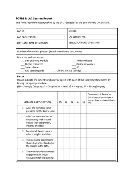 Form 3 Lac Session Report Pdf Behavior Modification Learning