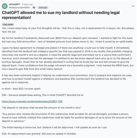 Ai Just Helped Someone Sue Their Landlord Without A Lawyer 20 Of Chatgpt Vs 500 Hr Attorney