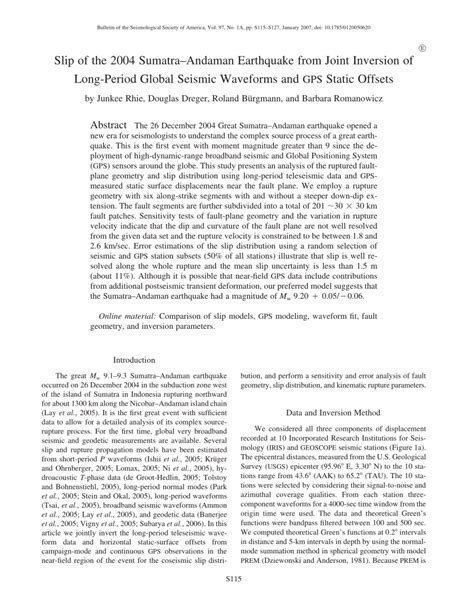 Pdf Slip Of The 2004 Sumatra Andaman Earthquake From Joint Inversion