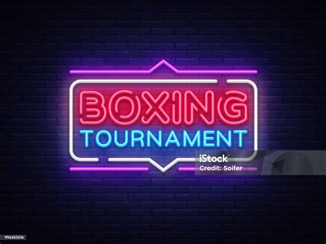 권투 대회 네온 사인 벡터 디자인 서식 파일 네온 사인 라이트 배너 네온 간판 야간 밝은 광고 빛 비 권투 벡터 일러스트 레이