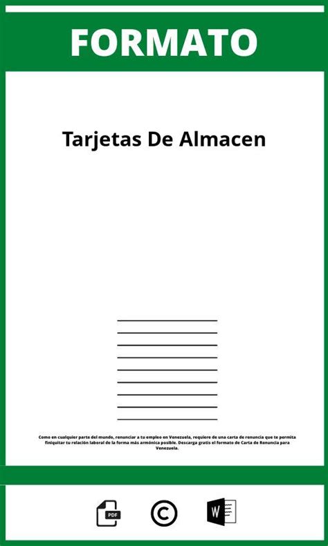 Formato De Tarjetas De Almacen 2026