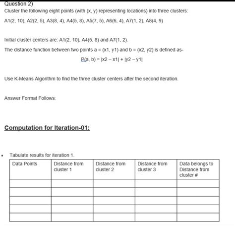 Solved Question 2 Cluster The Following Eight Points With Chegg Com