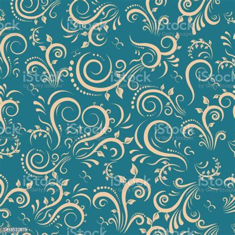빈티지 디자인을위한 원활한 꽃 배경 패턴 추상적 인 꽃과 나뭇잎이있는 장식품 고풍스런에 대한 스톡 벡터 아트 및 기타 이미지 고풍스런 관상용 풀 그래픽 프린트