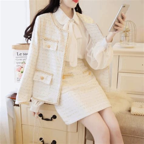 레드베리 당일출고겨울신상하객룩투피스 촘촘 트위드 정장세트 체크 모직 숏자켓 트위드자켓 울스커트 모직치마 블루 화이트 노카라 꼬임 단정 결혼식 미팅 소개팅 돌잔치 출근룩