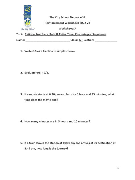 Grade 6 Work Sheet A Pdf Career And Growth Teaching Methods And Materials