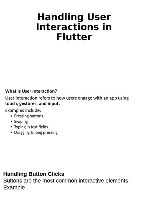 Handling User Interactions In Flutter Pdf