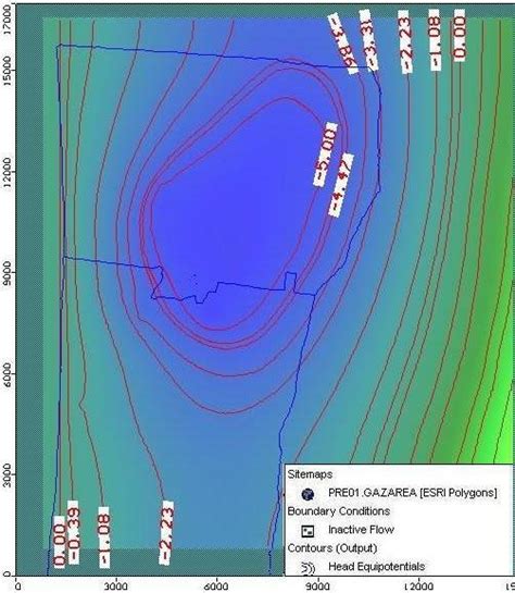Head Calculated By The Modflow Model For Year 2010 Download Scientific Diagram
