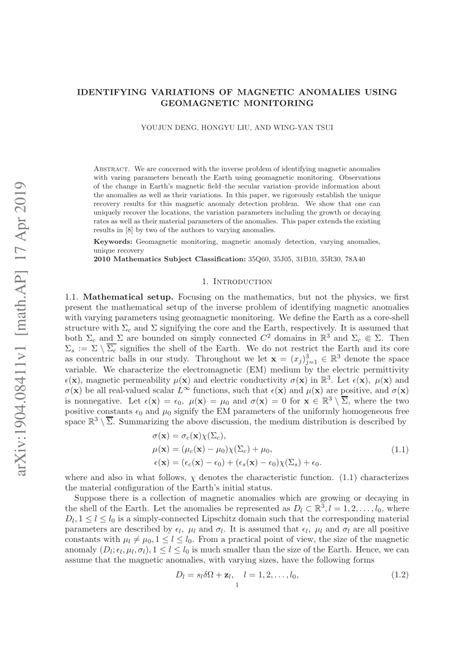 Pdf Identifying Variations Of Magnetic Anomalies Using Geomagnetic Monitoring