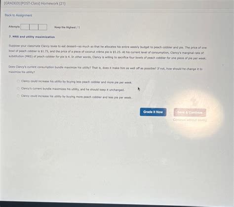 Solved 7 Mrs And Utility Maximization Suppose Your