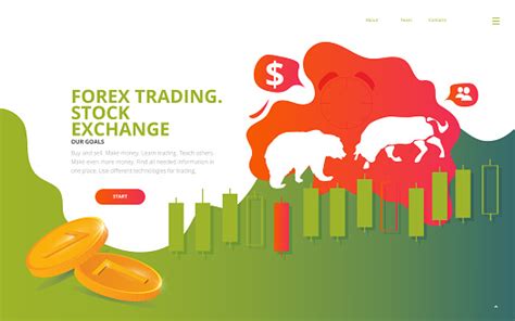 외환 주식 시장 교환 그림입니다 그레이트 외환 모바일 사이트 와이어 프레임 주식 시장 비즈니스 웹 페이지 무역 개발 회의 포스터 또는 티켓 템플릿 개념에 대한 스톡 벡터