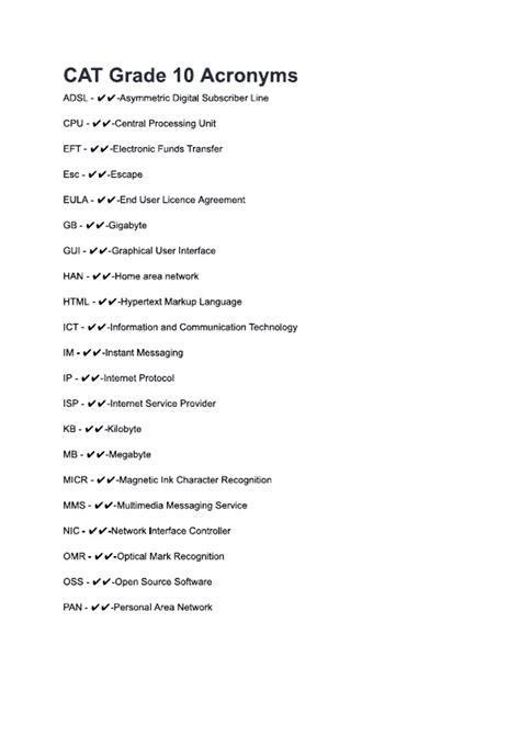 Cat Grade 10 Acronyms Latest 2024 2025 Update Questions And Verified