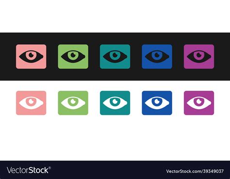 Set Red Eye Effect Icon Isolated On Black Vector Image