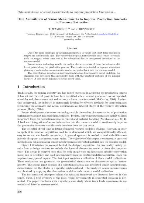 Pdf Data Assimilation Of Sensor Measurements To Improve Production Forecasts In Resource