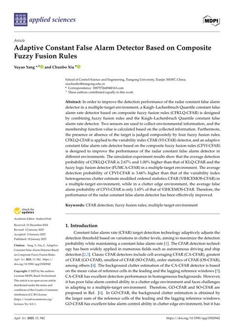 Pdf Adaptive Constant False Alarm Detector Based On Composite Fuzzy Fusion Rules