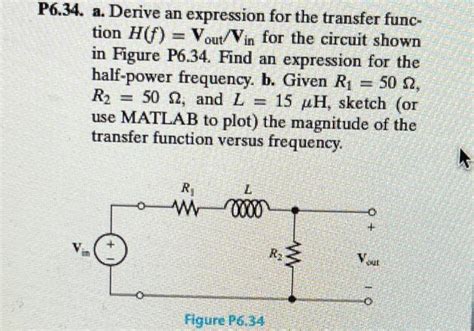 Solved A Derive An Expression For The Transfer Function Chegg